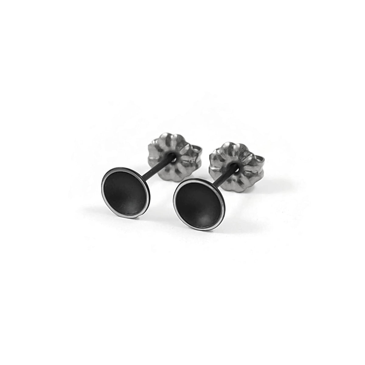 Black Dainty Dome Titanium Stud Earrings, Safe & Hypoallergenic – for ...