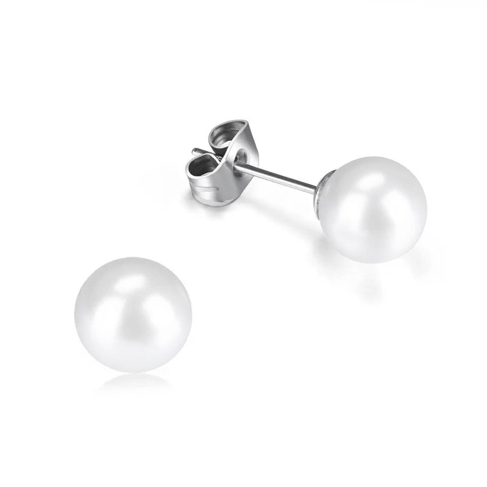 Titanium pearl earrings store
