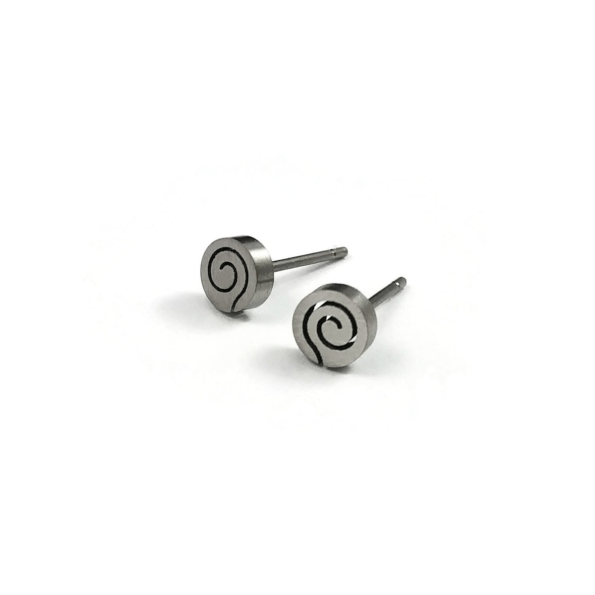 Round Spiral Titanium Stud Earrings, Hypoallergenic, Sensitive ears ...