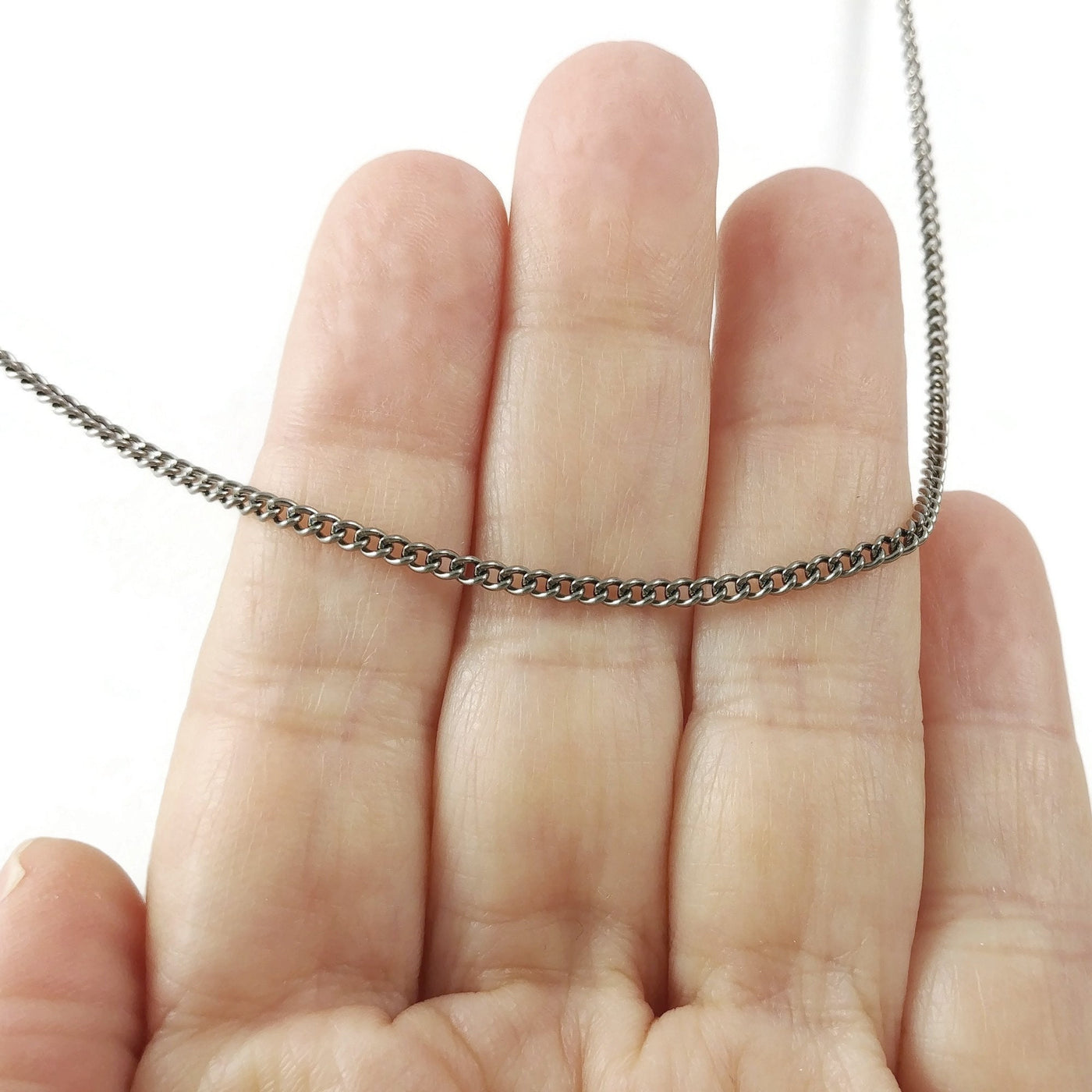 Pure titanium curb chain necklace, Waterproof and tarnish free jewelry ...