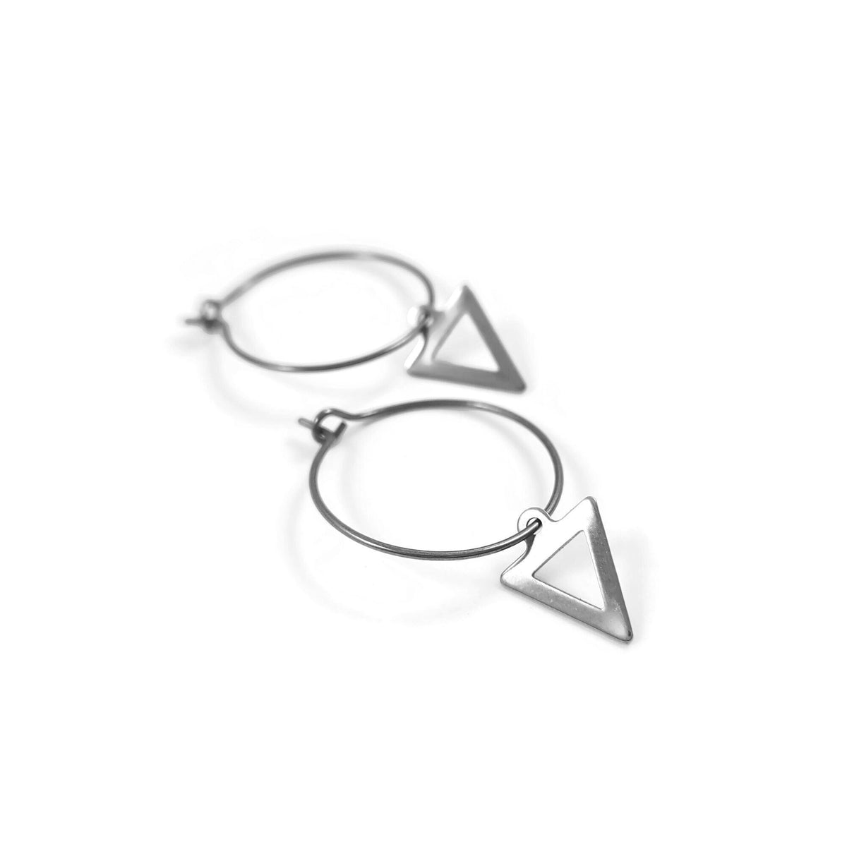 Triangle titanium hoop earrings, Pure implant grade for sensitive ears ...